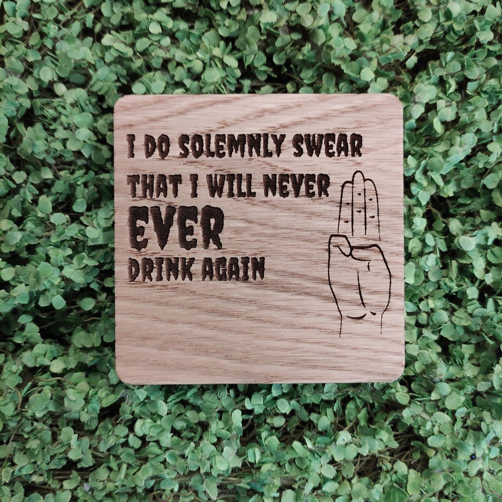 I do solemnly swear! ... square wooden coaster – Nook & Cranny