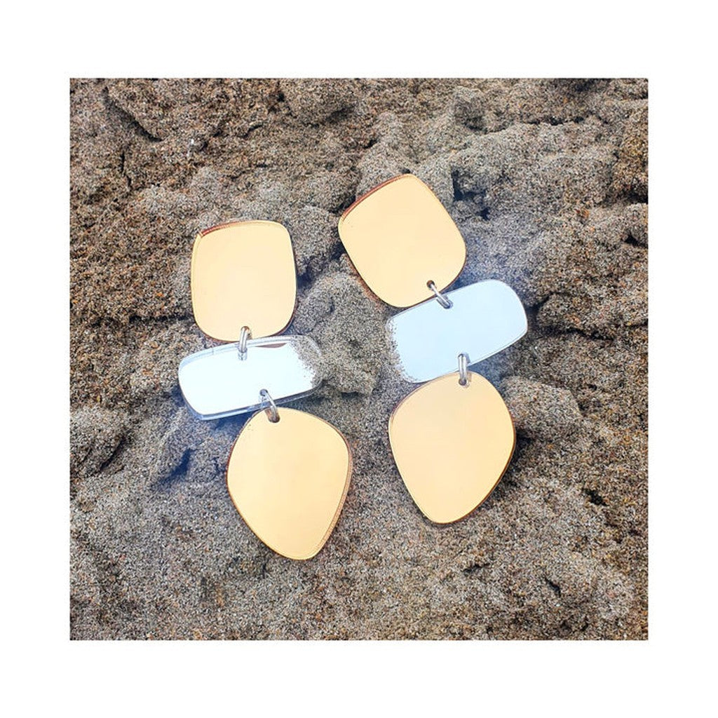 "Hall of Mirrors" Earrings by Eve Ray - Gold / Silver / Gold – Nook ...